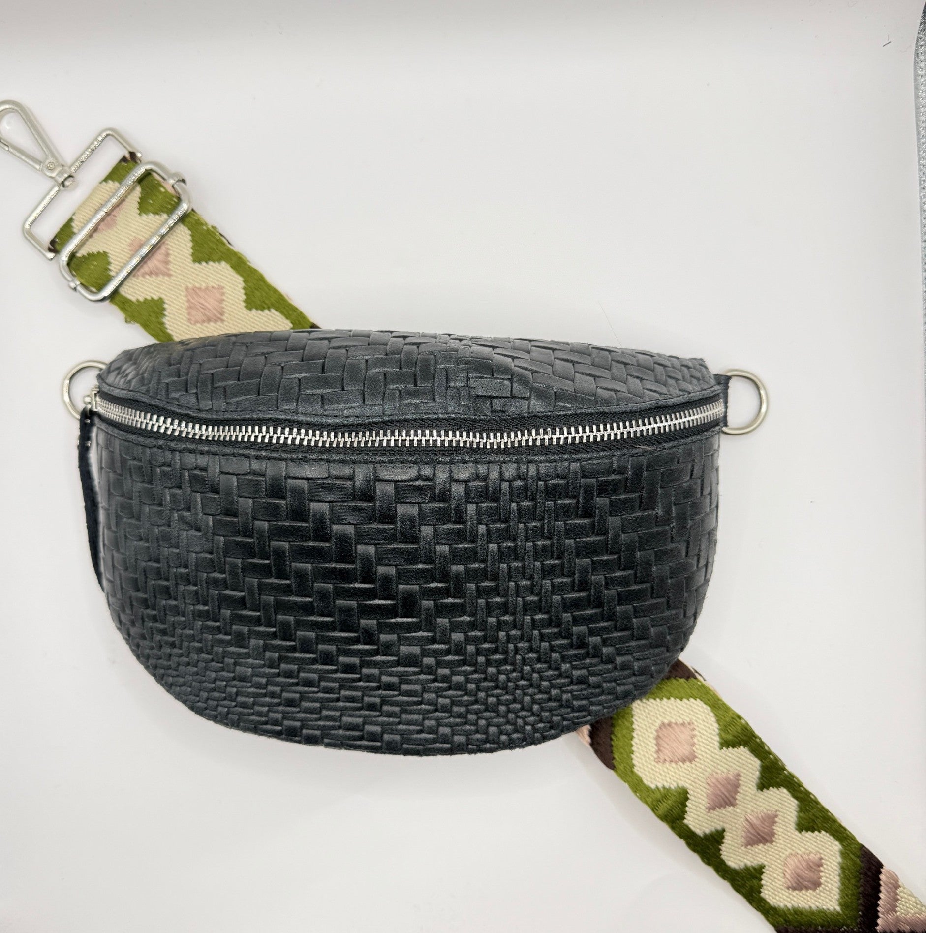 Black Weave Bag + Black Aztec Strap – Arabello Bags